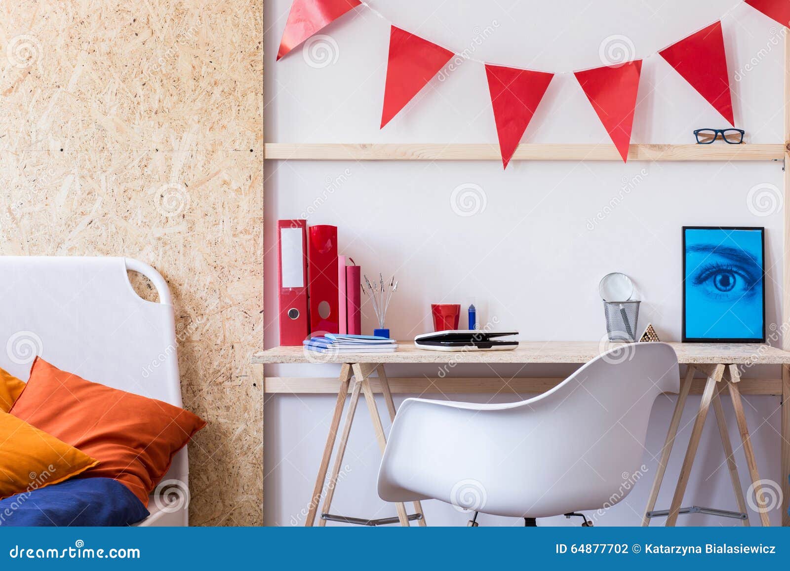 Study area in boy room stock photo. Image of decoration - 64877702