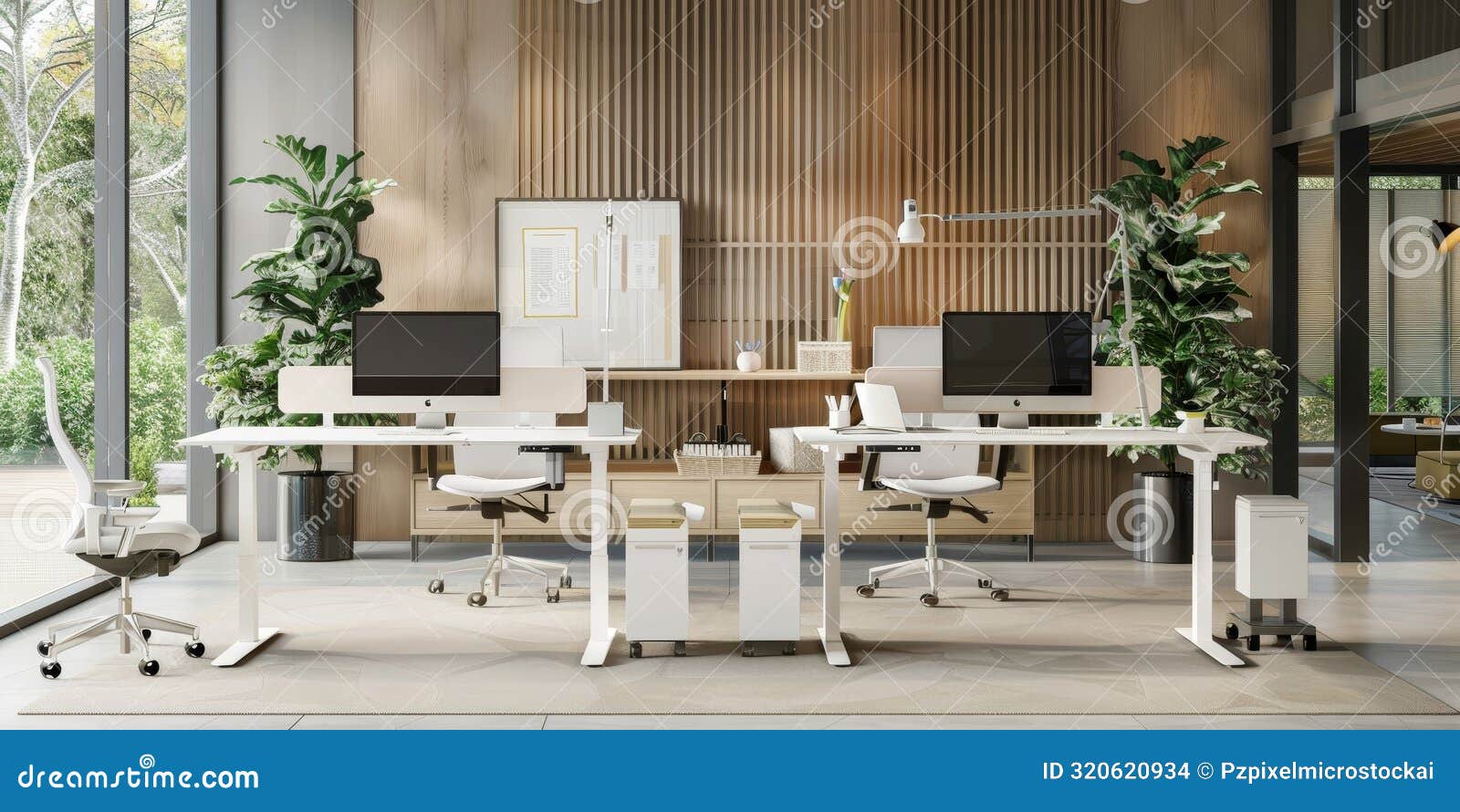 A Study Area with Smart Desks that Adjust Height and Angle for ...