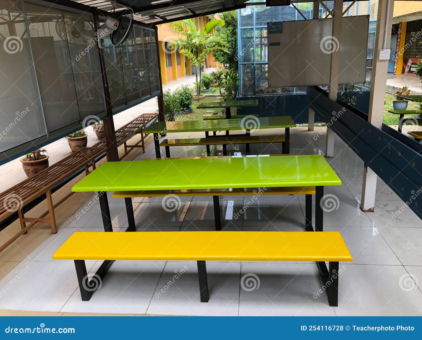 Study Bench and Desk at the School Yard Stock Photo - Image of lesson ...
