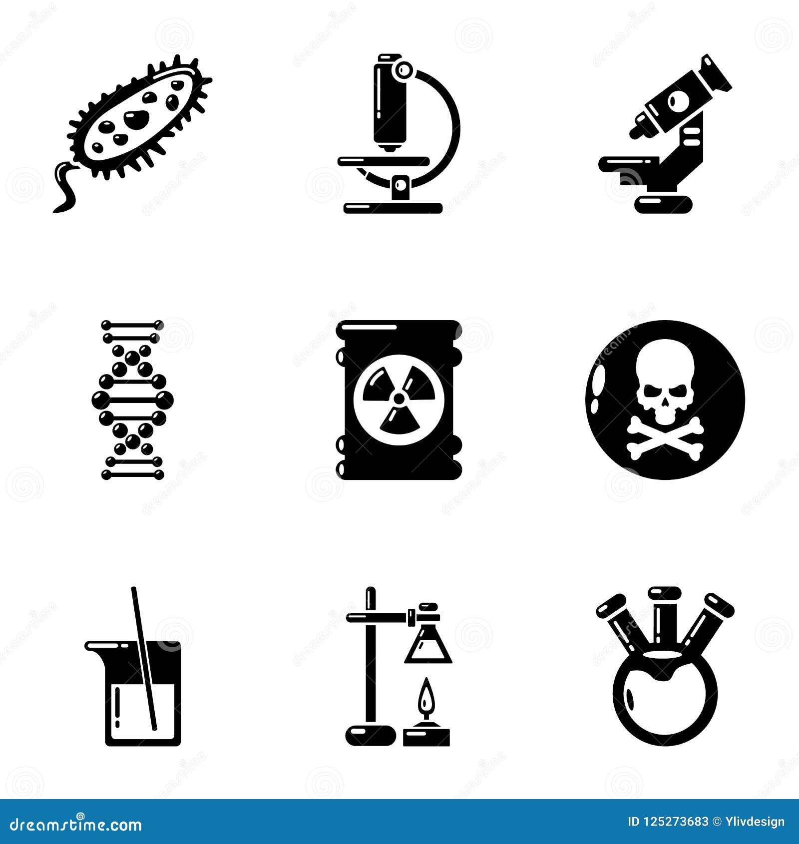 DNA Icons. Biochemistry Researching Laboratory Double Helix Symbols ...