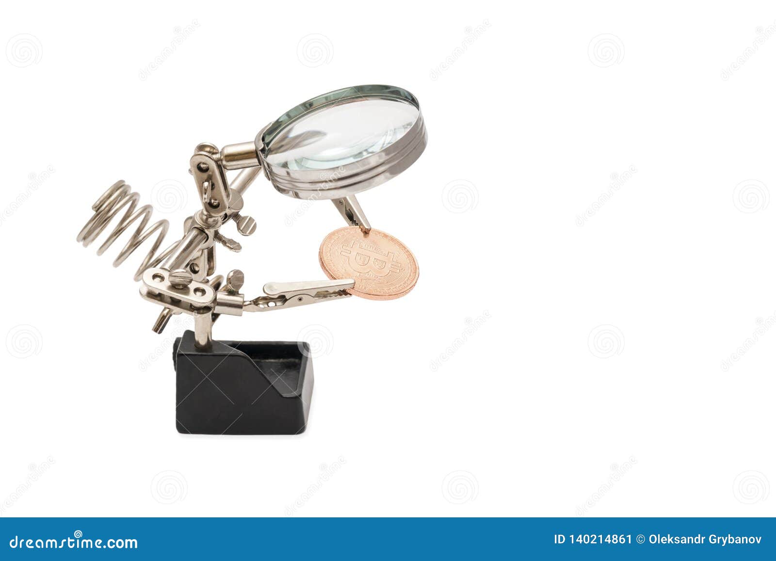 Study Bitcoins through a Magnifying Glass Stock Image - Image of ...