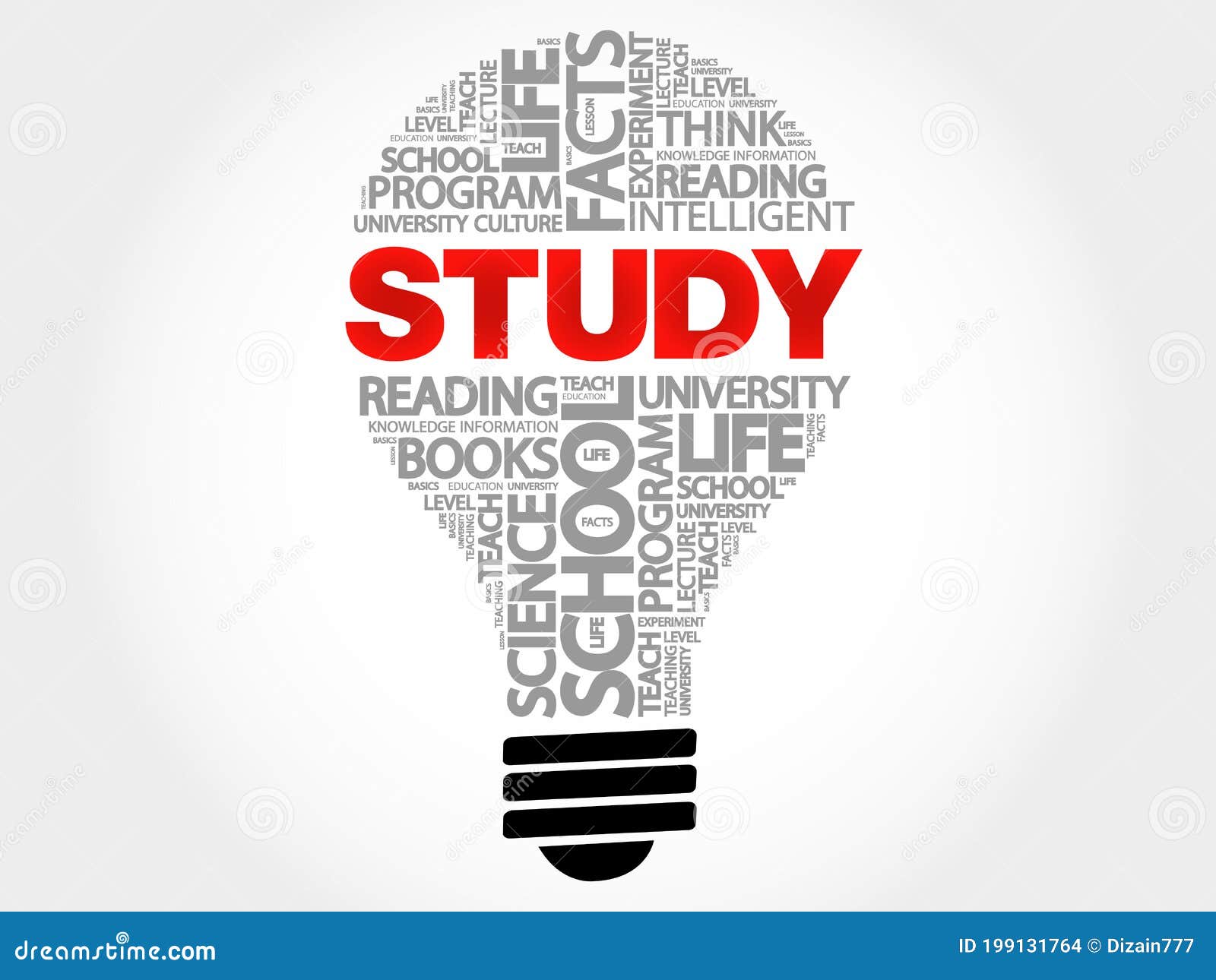 STUDY bulb word cloud stock illustration. Illustration of conceptual ...