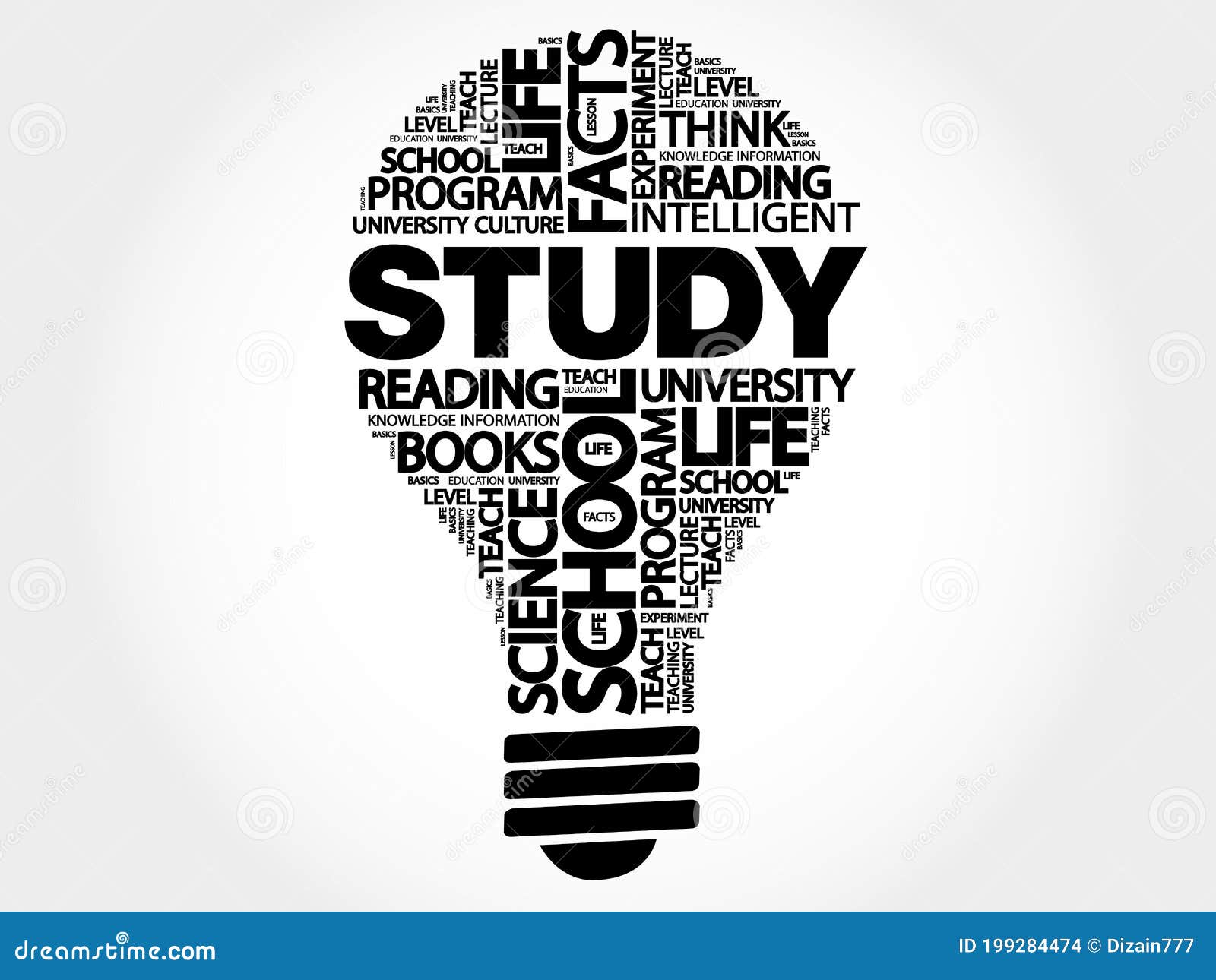 STUDY bulb word cloud stock illustration. Illustration of lamp - 199284474