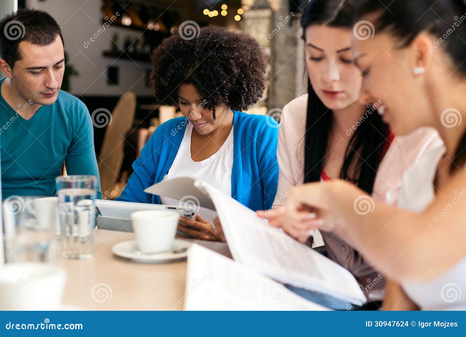 Study in cafe stock photo. Image of attractive, break - 30947624