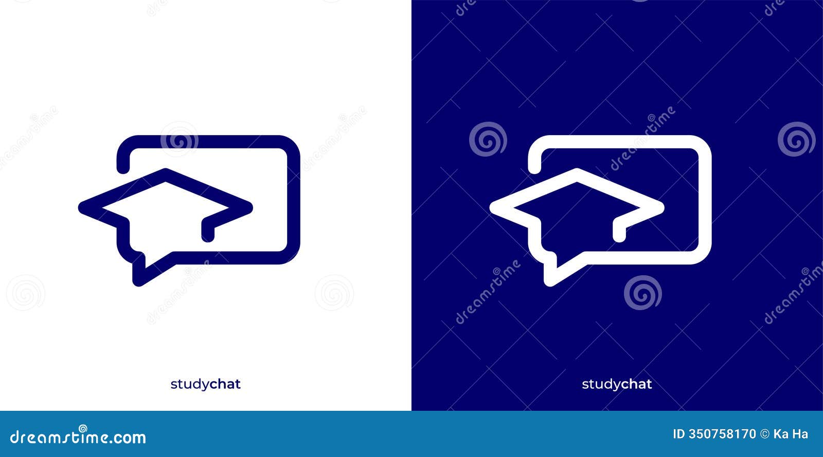 Simple Study Chat Graduation Hat and Talk Chat Bubble Icon Graphic ...