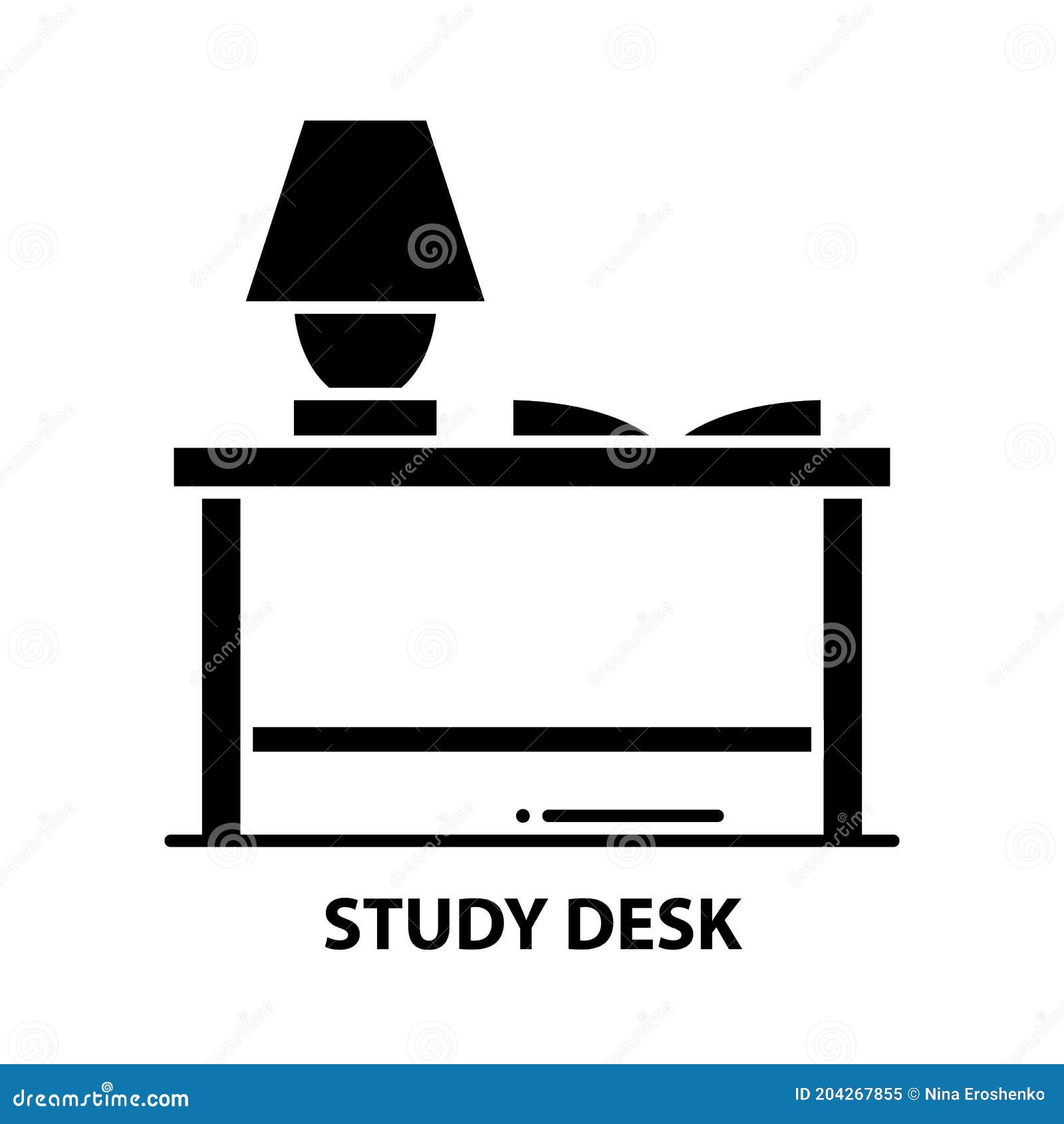 Study Desk Icon, Black Vector Sign with Editable Strokes, Concept ...