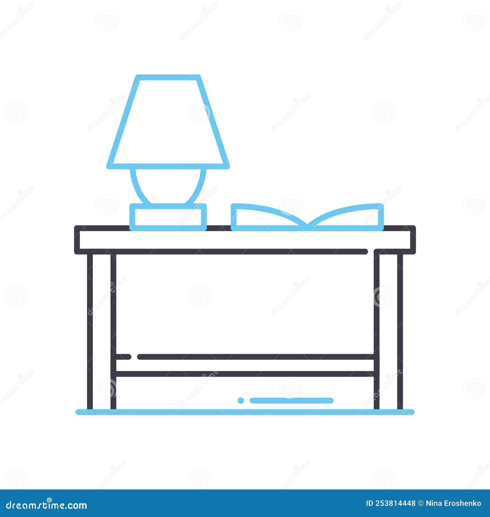 Study Desk Line Icon, Outline Symbol, Vector Illustration, Concept Sign ...
