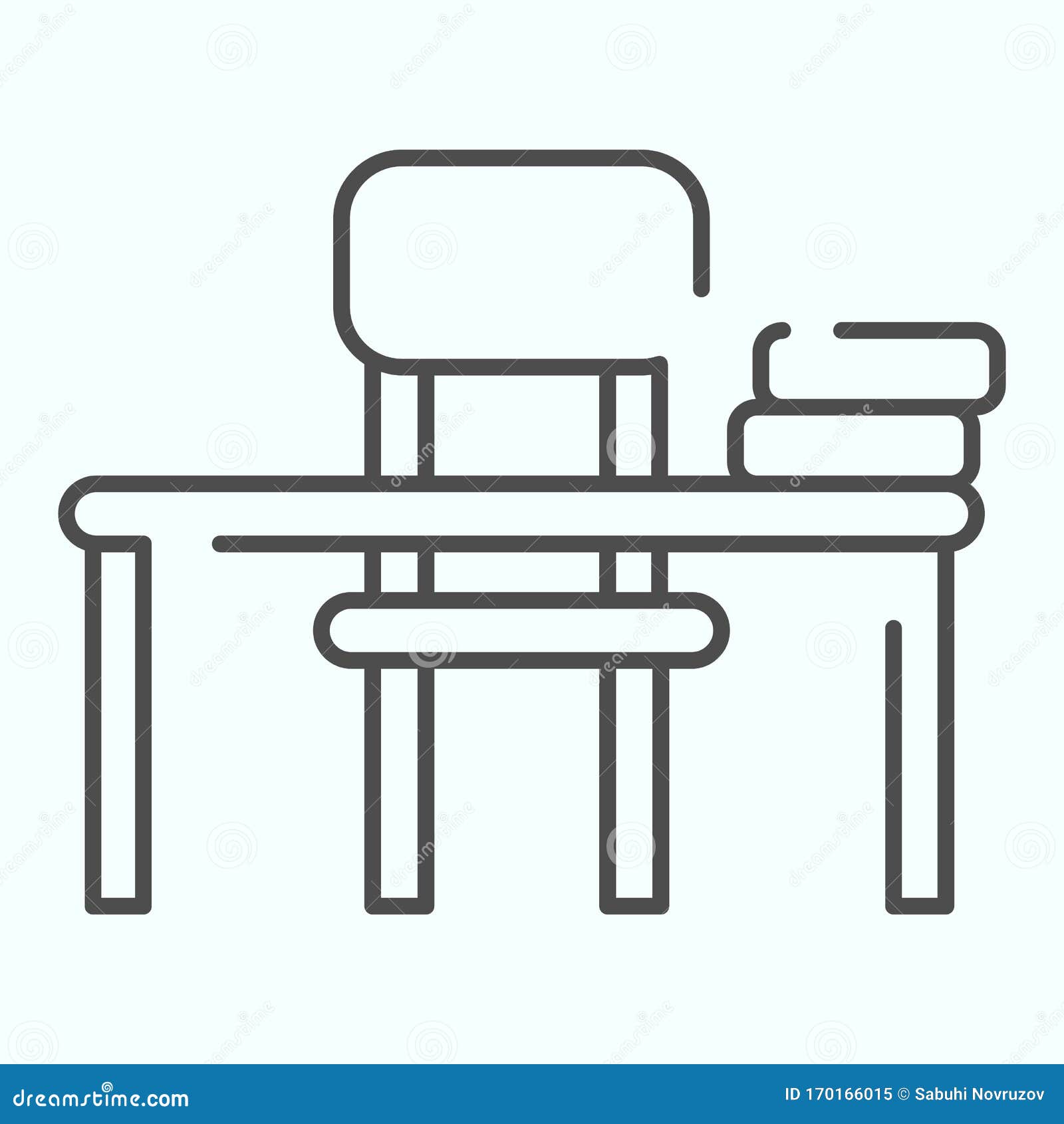 Study Desk Thin Line Icon. Table and Chair Vector Illustration Isolated ... Study Desk Thin Line Icon. Table and Chair Vector Illustration Isolated ...