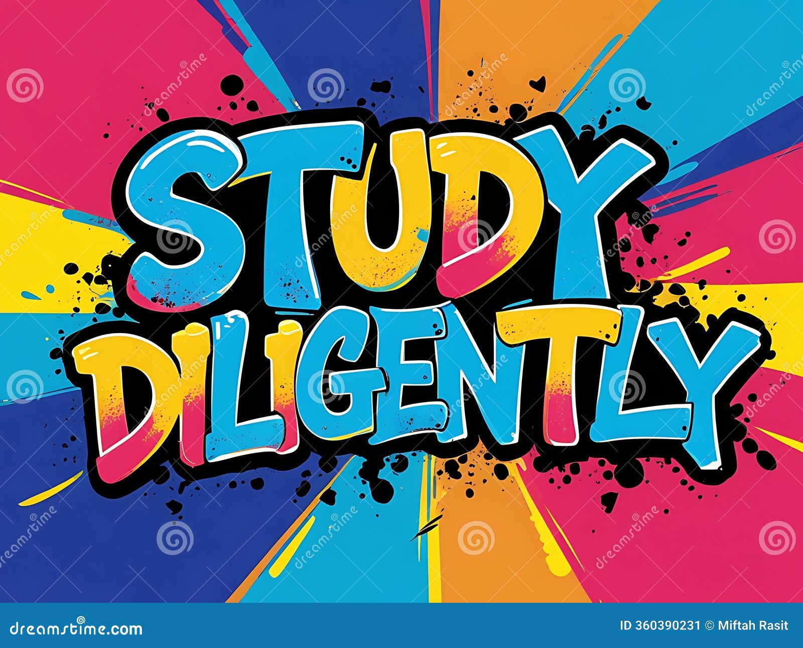 Study Diligently a Vibrant Colorful Graphic Design Stock Illustration ...