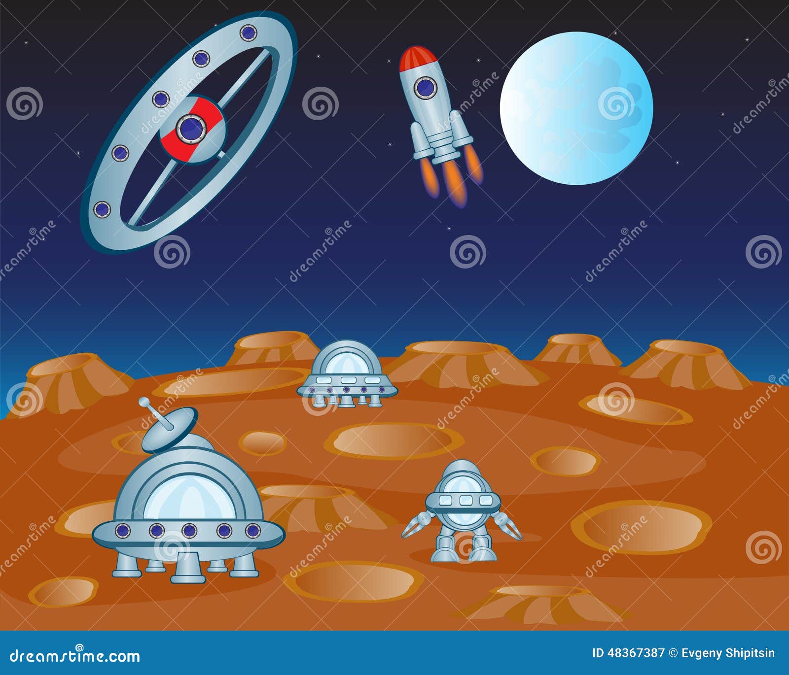 Study of the Distant Planet Stock Vector - Illustration of uninhabited ...
