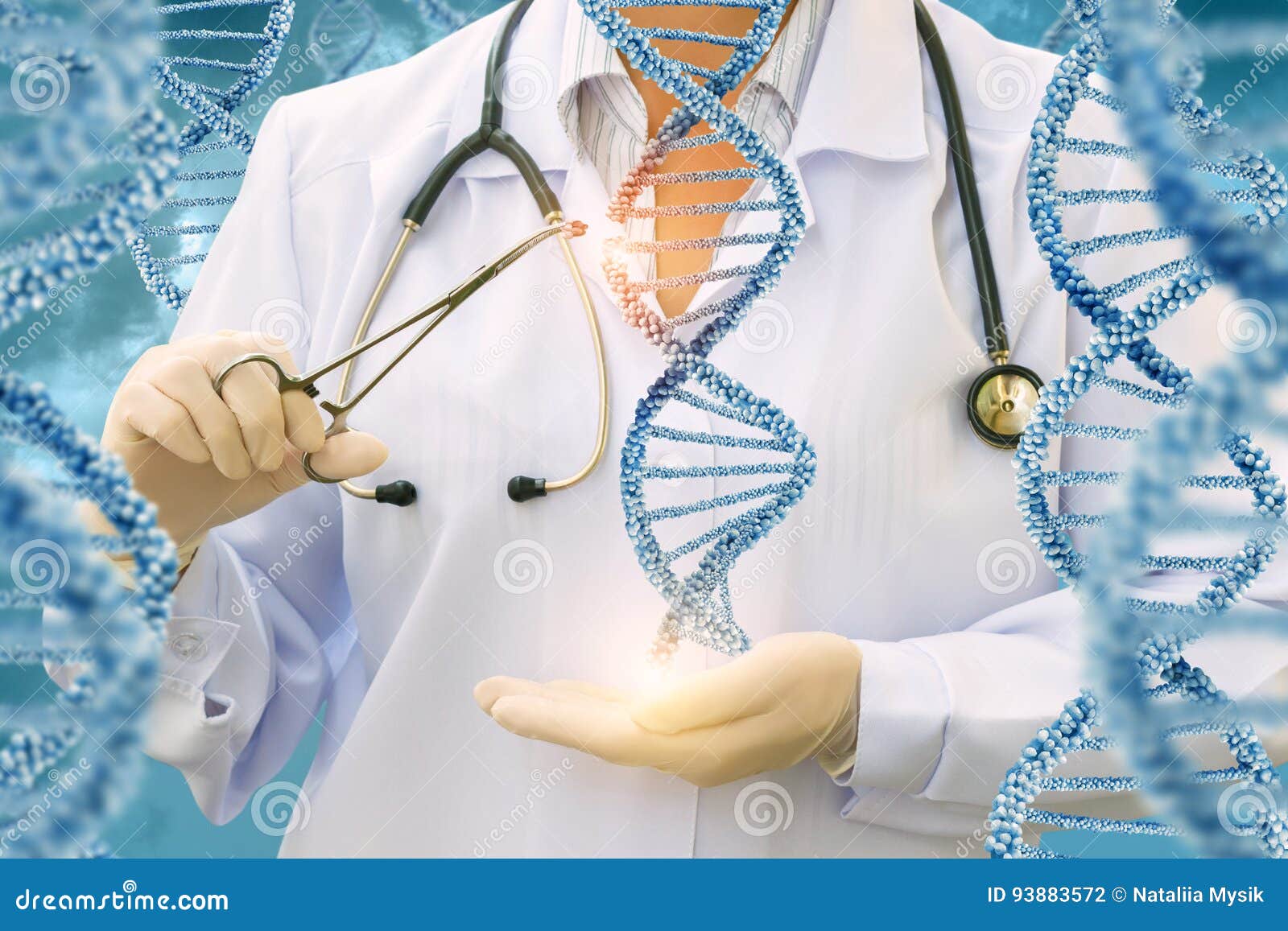 Study of DNA Molecules by a Doctor . Stock Photo - Image of design ...