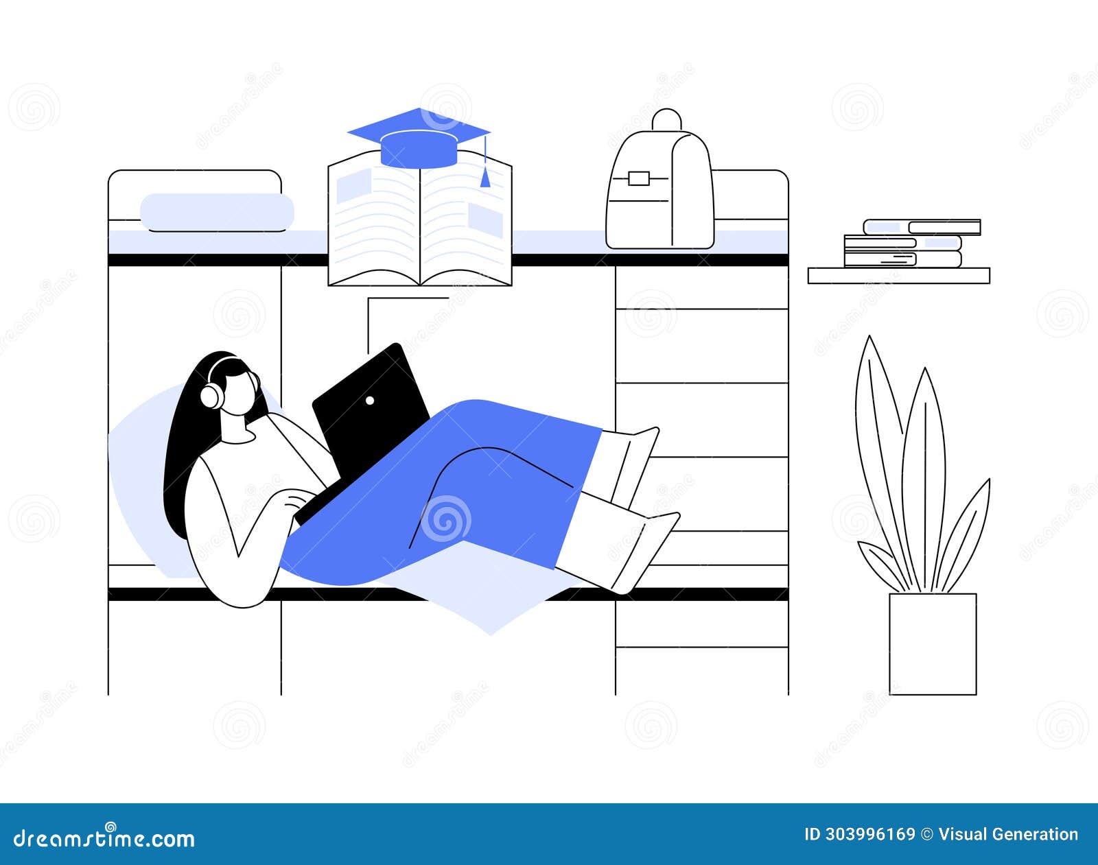 Study in the Dormitory Isolated Cartoon Vector Illustrations. Stock ...