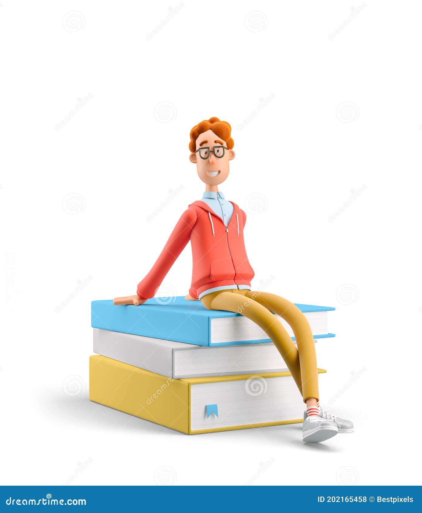 Study and Education Concept. 3d Illustration. Nerd Larry with Book ...