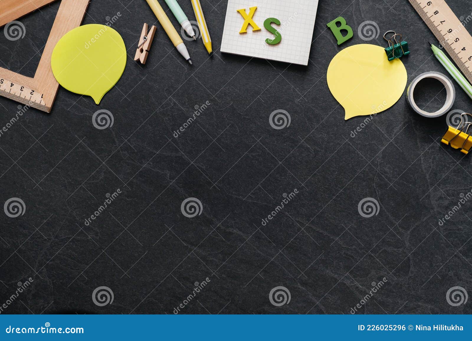 Study, Education, Learning at School Concept on Black Stock Photo ...
