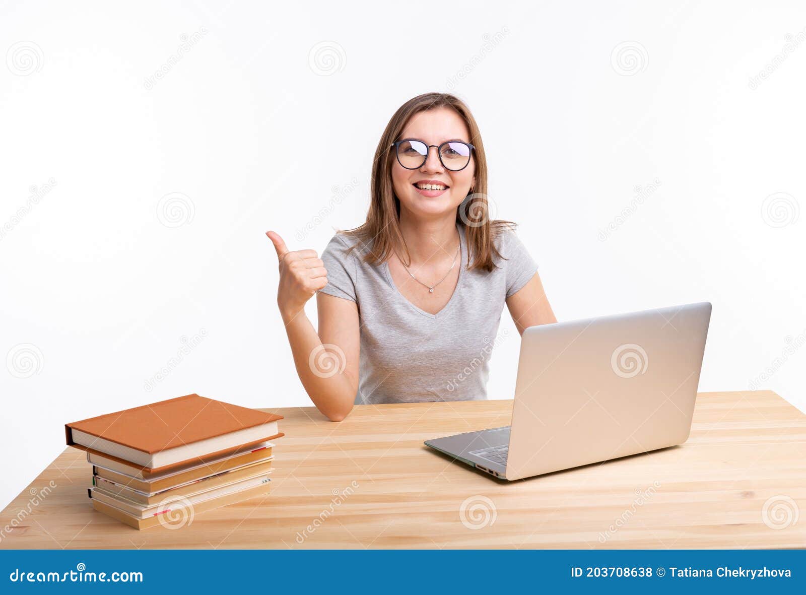 Study, Education and People Concept - Young Woman Nerd is Learning ...