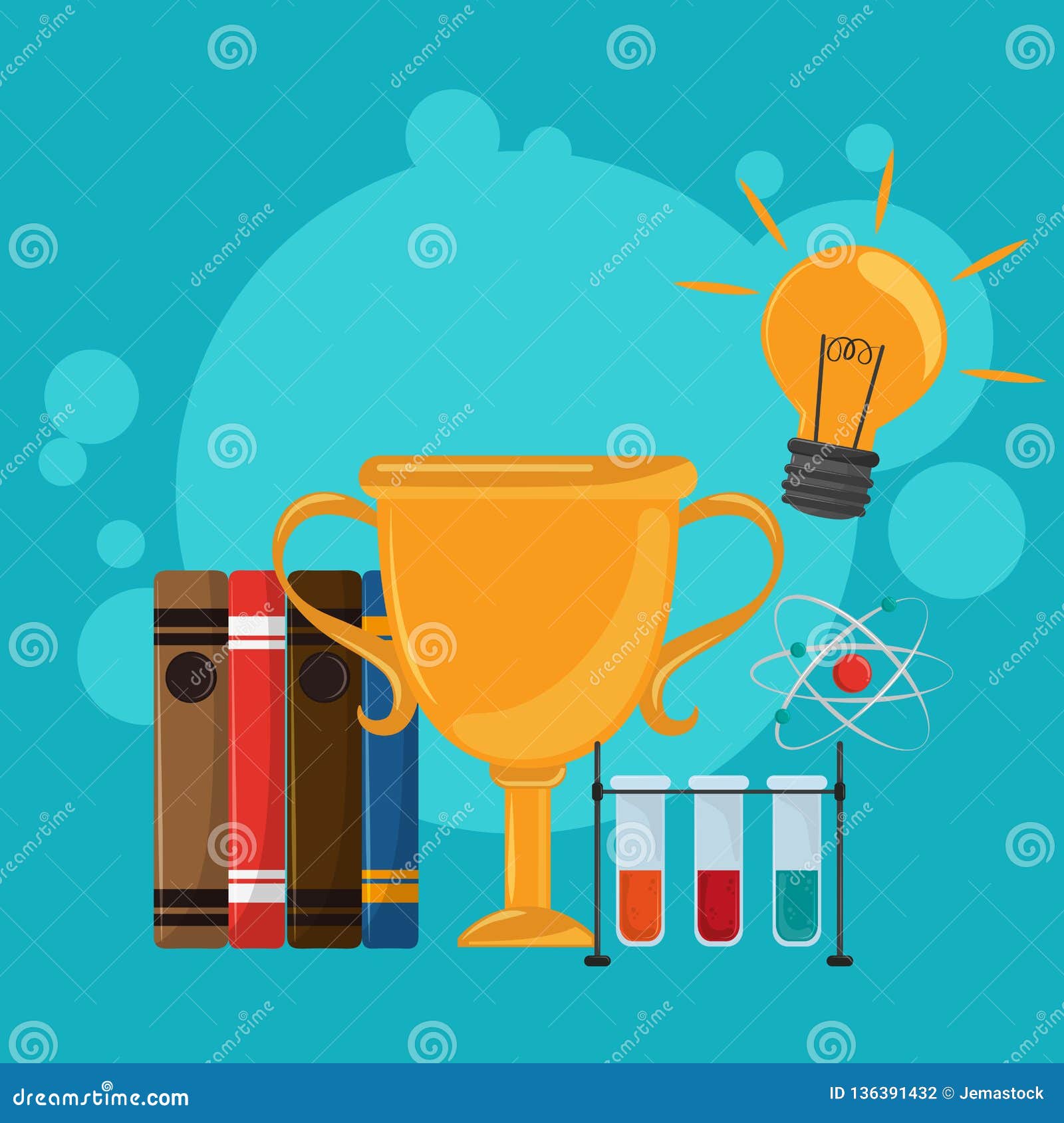 Study elements cartoon stock vector. Illustration of assignment - 136391432