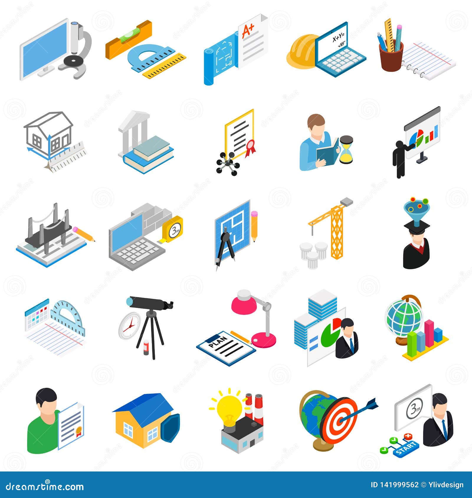 Study of Engineer Icons Set, Isometric Style Stock Vector ...