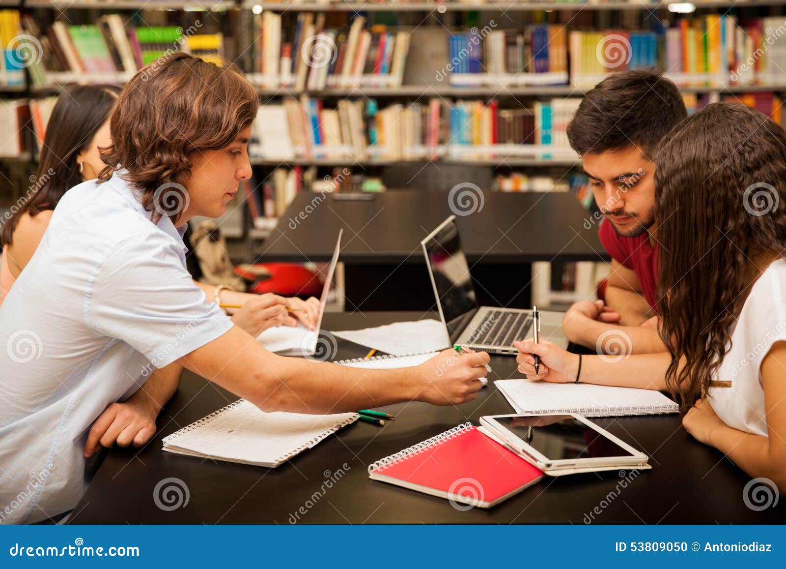 Study group in a library stock photo. Image of adult - 53809050