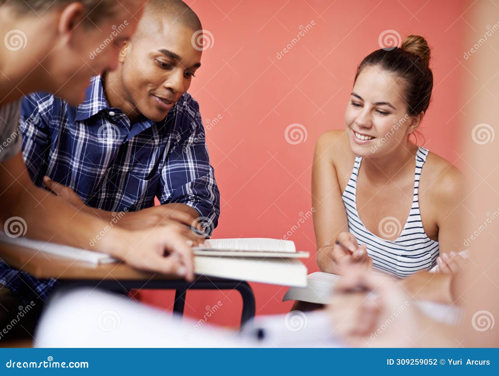 Study Group, University or Students with Book, Knowledge or Planning for a Project or Education ...