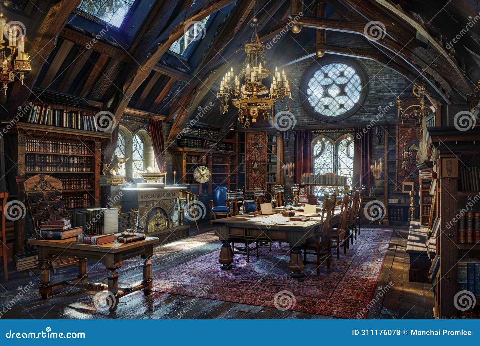 The Study Hall of the Enchanted Academy a Nexus of Mystical Learning ...