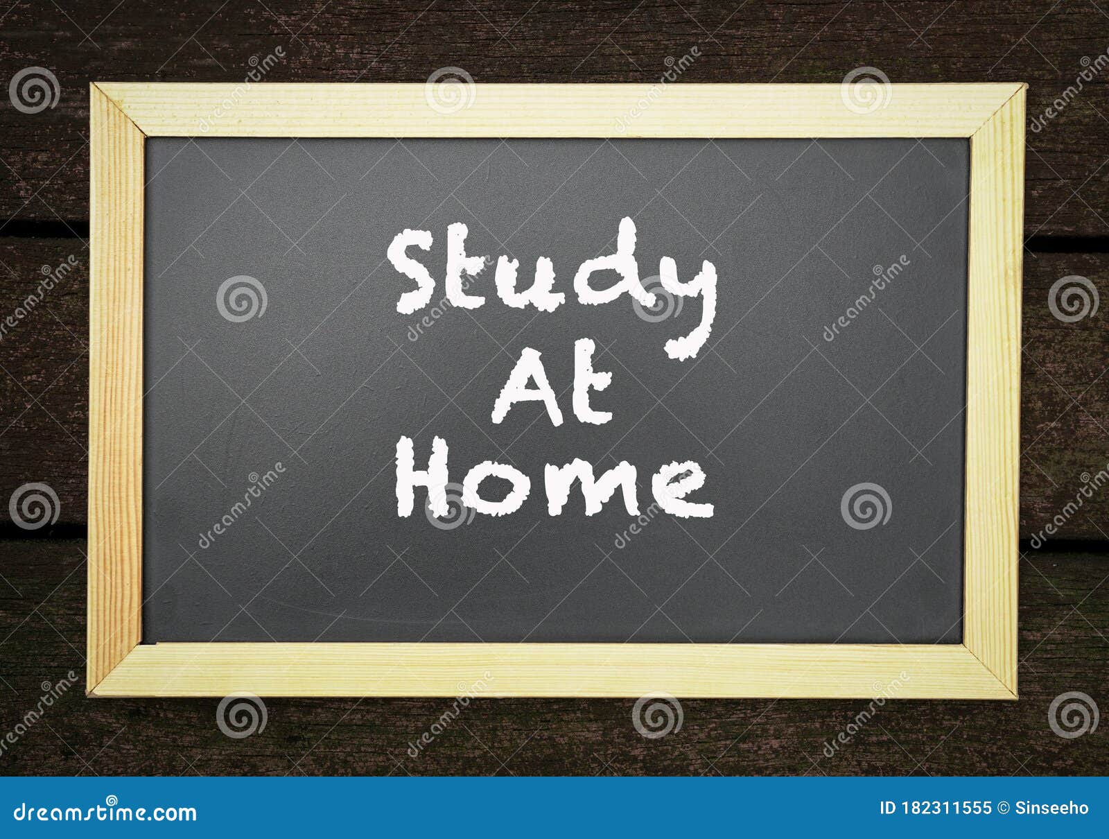 Study at Home, Words on Blackboard Stock Image - Image of announcement ...