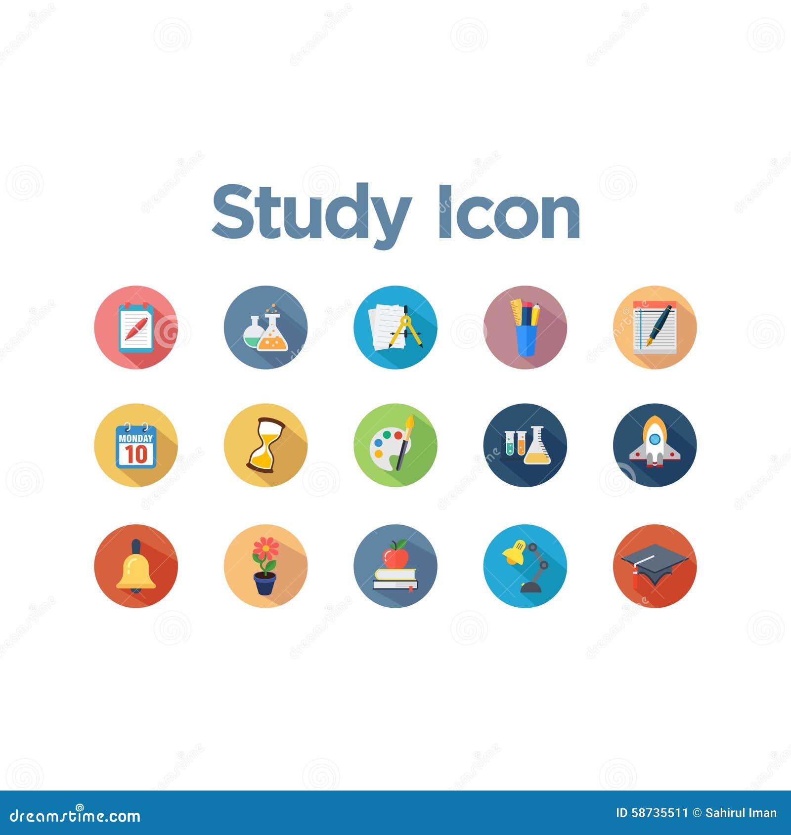 Study Icon Set stock vector. Illustration of science - 58735511