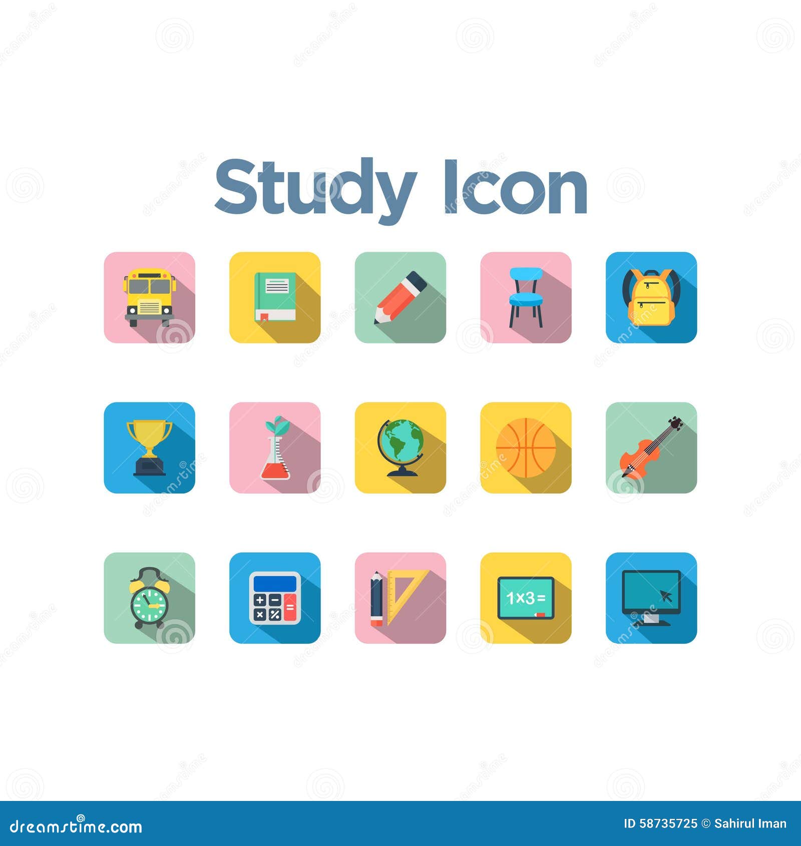 Study Icon Set stock illustration. Illustration of symbol - 58735725