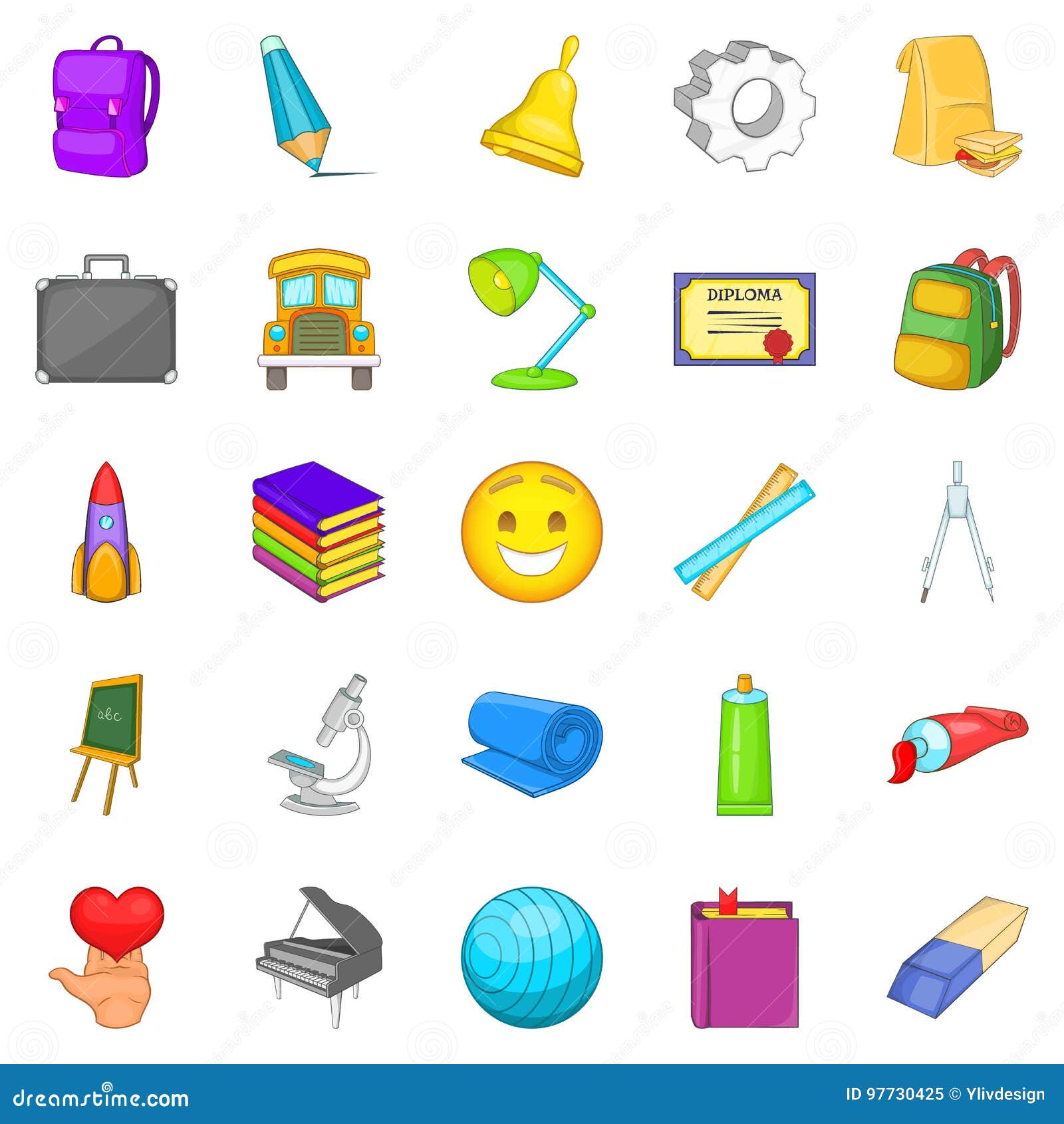 Study Icons Set, Cartoon Style Stock Vector - Illustration of audience ...