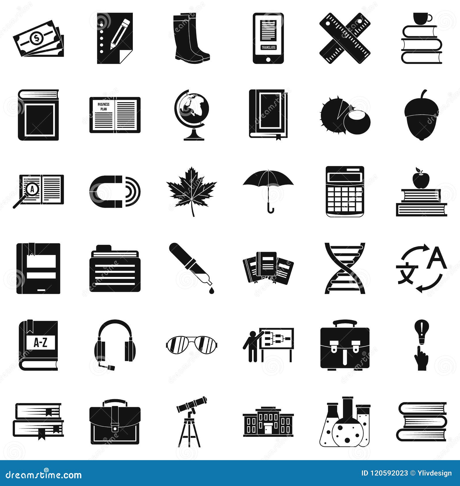 Study Icons Set, Simple Style Stock Vector - Illustration of sign ...