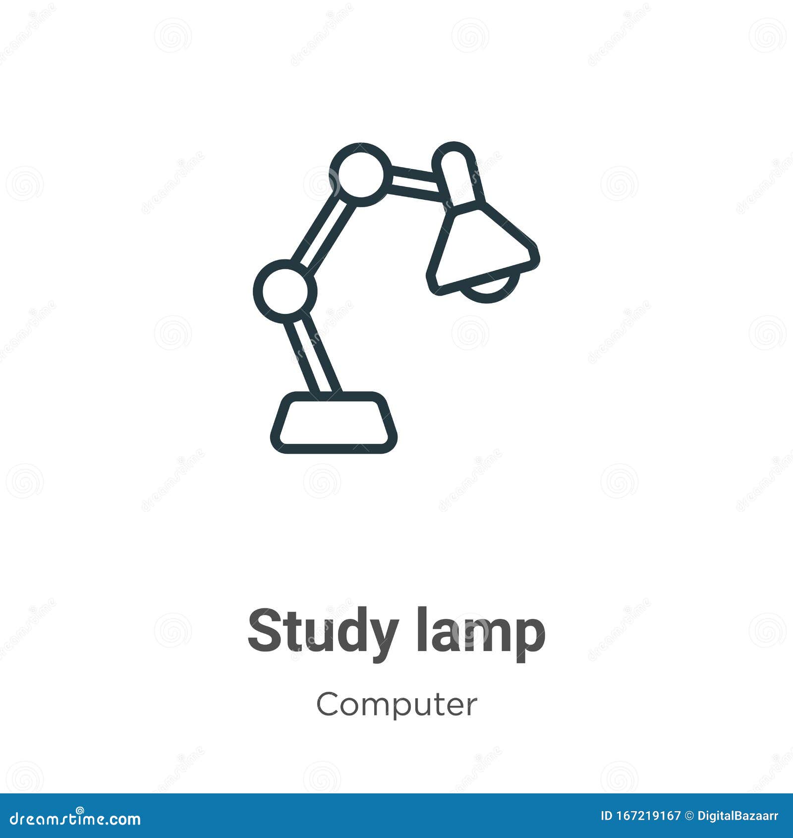 Study Lamp Outline Vector Icon. Thin Line Black Study Lamp Icon, Flat ...