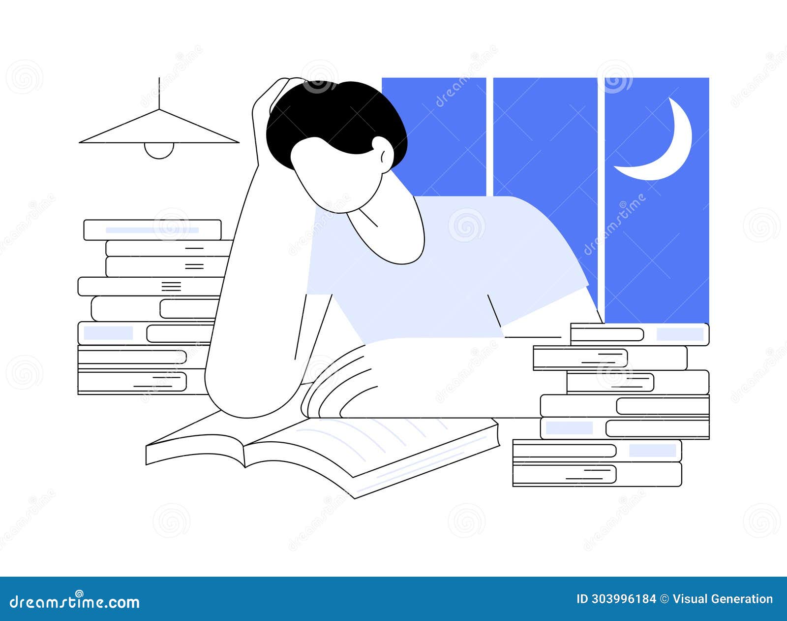 Study Late at Night Isolated Cartoon Vector Illustrations. Stock ...