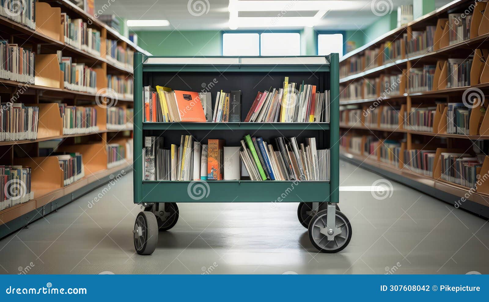 Study library cart stock illustration. Illustration of shelves - 307608042