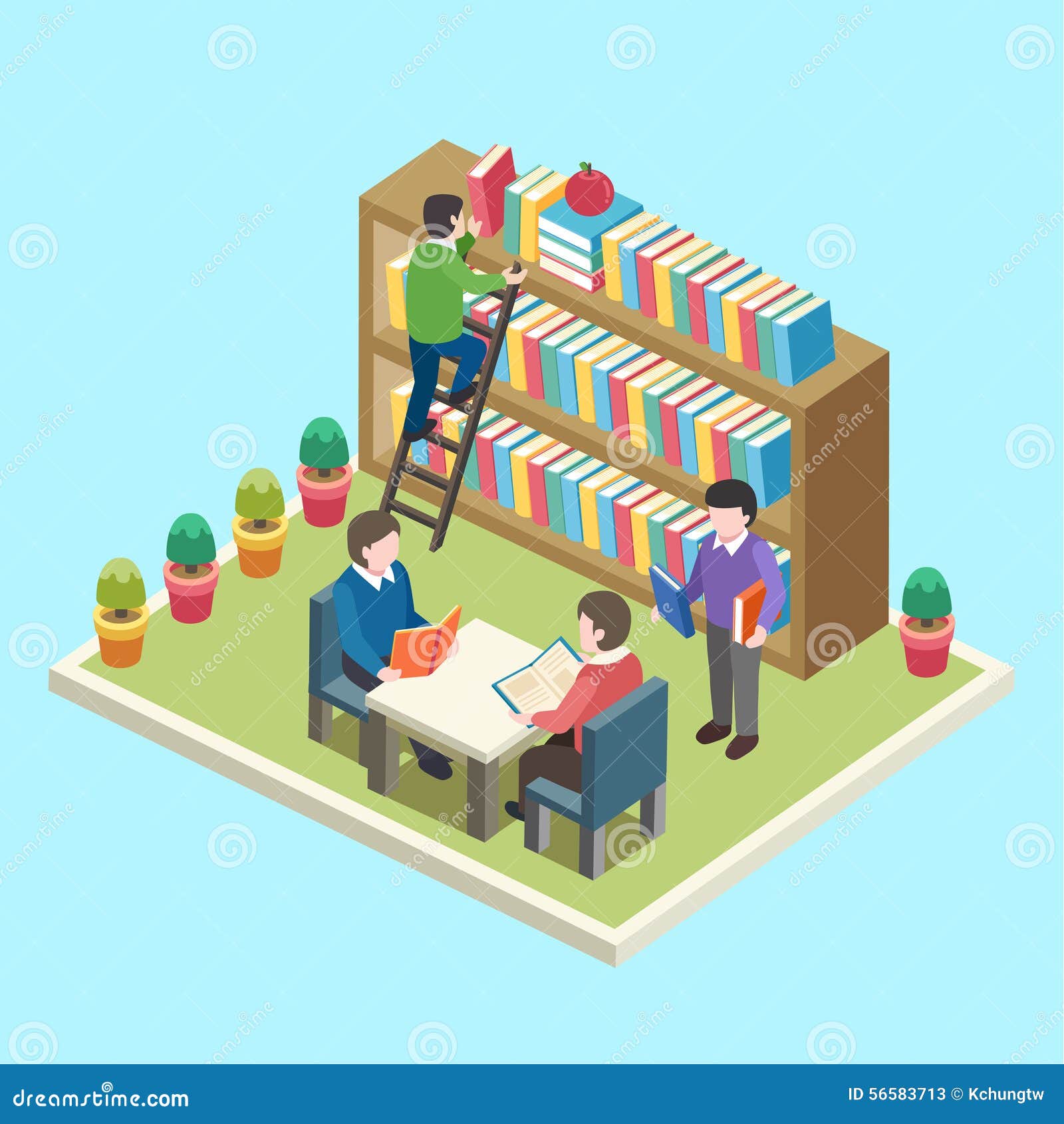 Study in the Library Concept Stock Vector - Illustration of icon ...