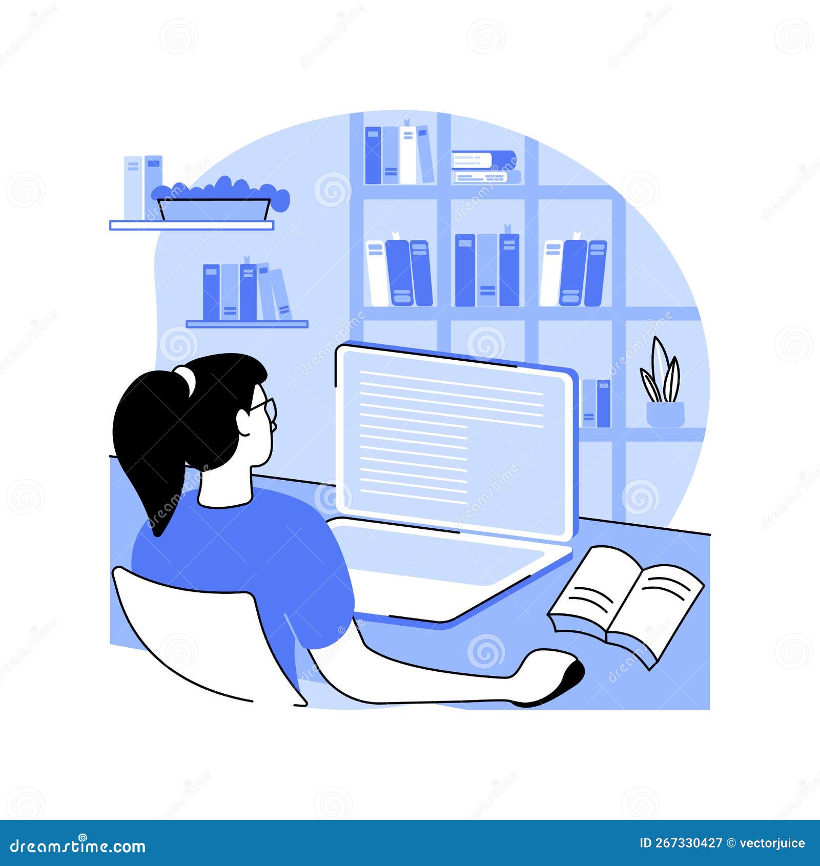 Study in a Library Isolated Cartoon Vector Illustrations Stock Vector ...