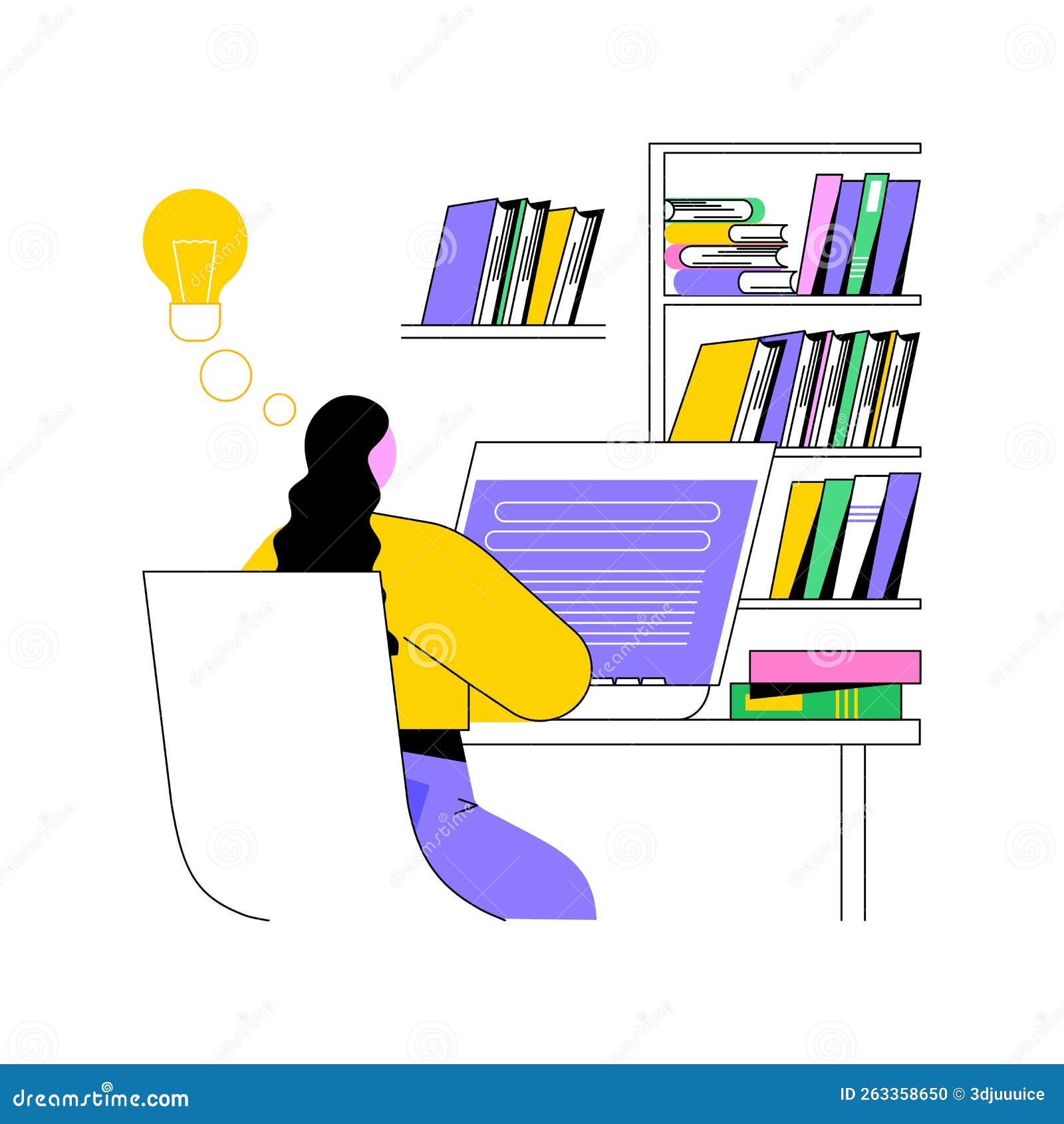 Study in a Library Isolated Cartoon Vector Illustrations. Stock Vector ...