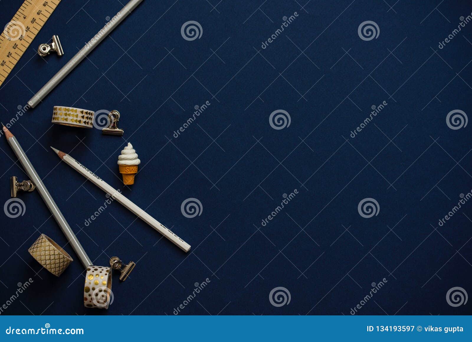 STUDY MATERIALS on a DEEP BLUE BACKGROUND Stock Image - Image of ...