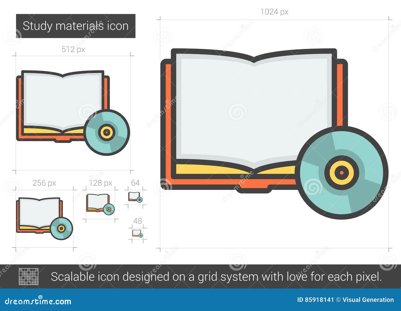Study materials line icon. stock vector. Illustration of book - 85918141