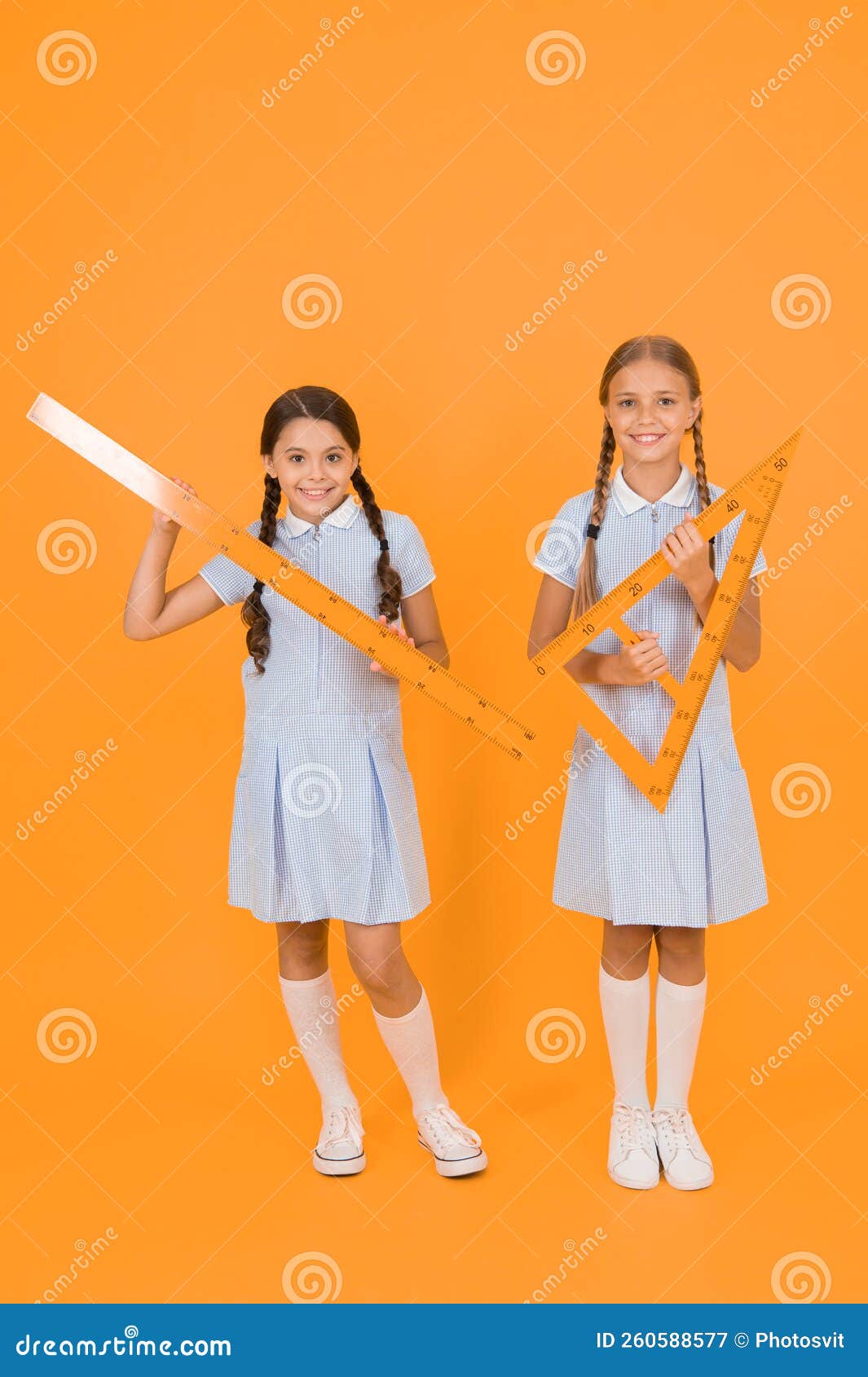 Study Math. School Students Study Math. Pupil School Girls Rulers ...