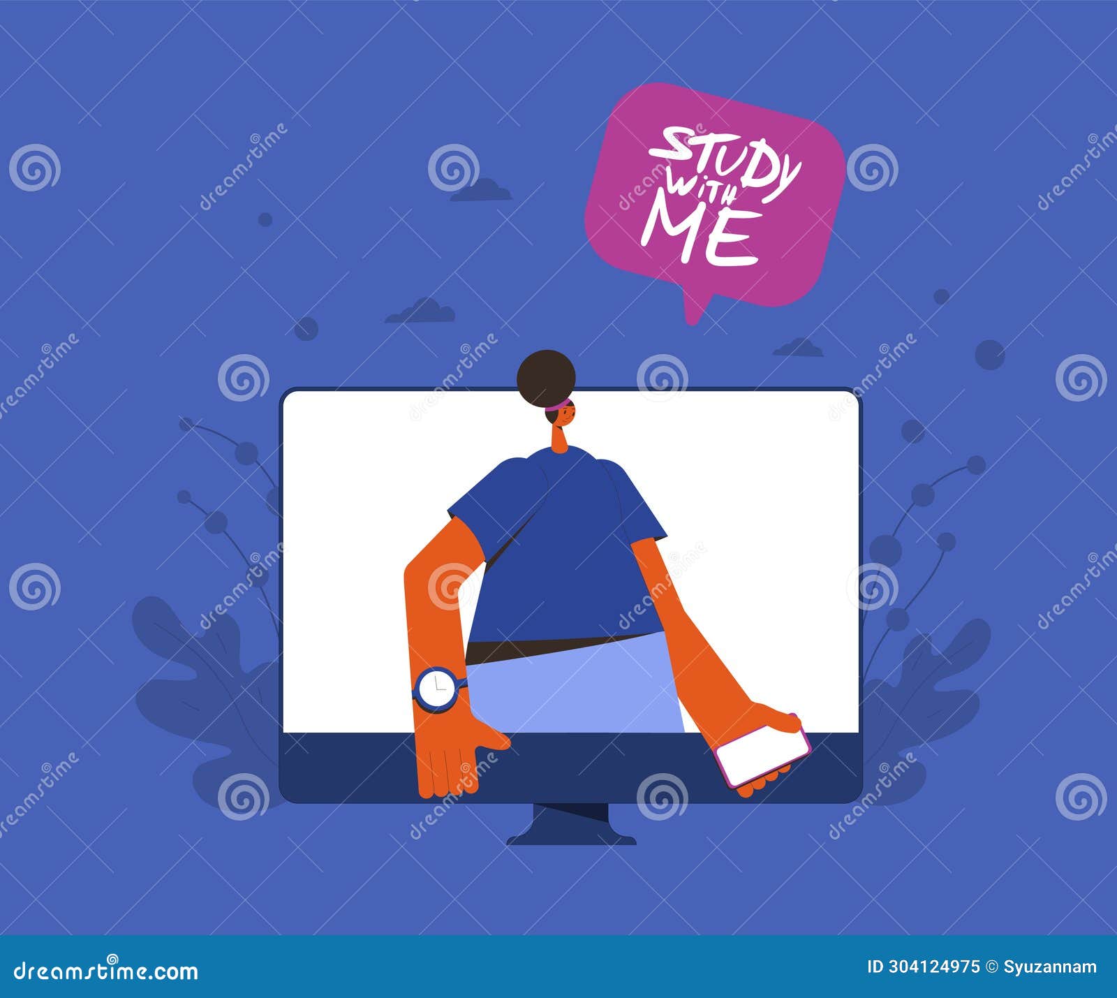 Study with me. Study buddy stock vector. Illustration of computer ...