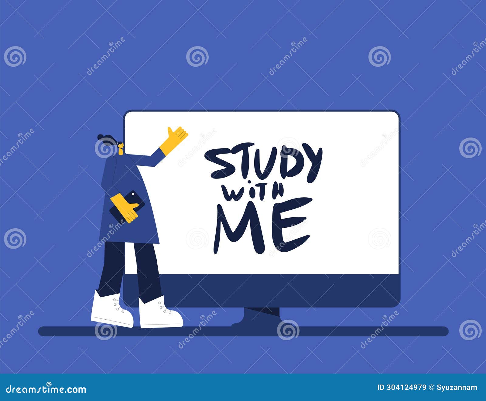 Study with me. Study buddy stock vector. Illustration of vector - 304124979