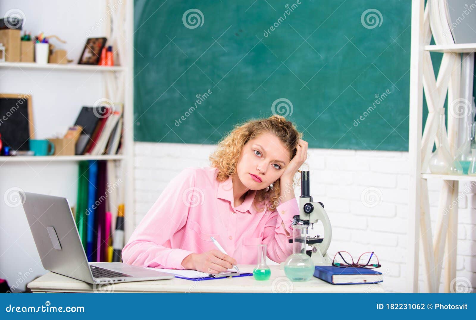 Study Microbiology. School Teacher Keep Studying Every Day. School ...