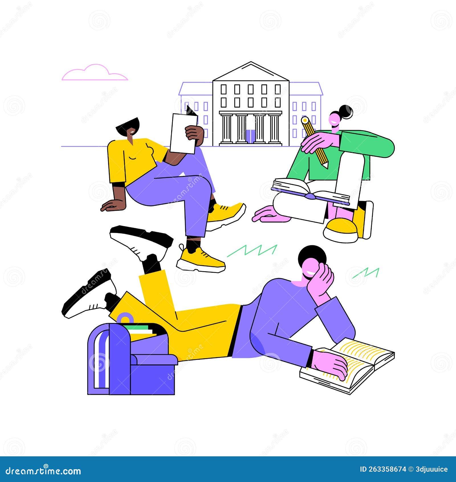 Set Of Friends, University Fellow Students Classmates Standing Together ...