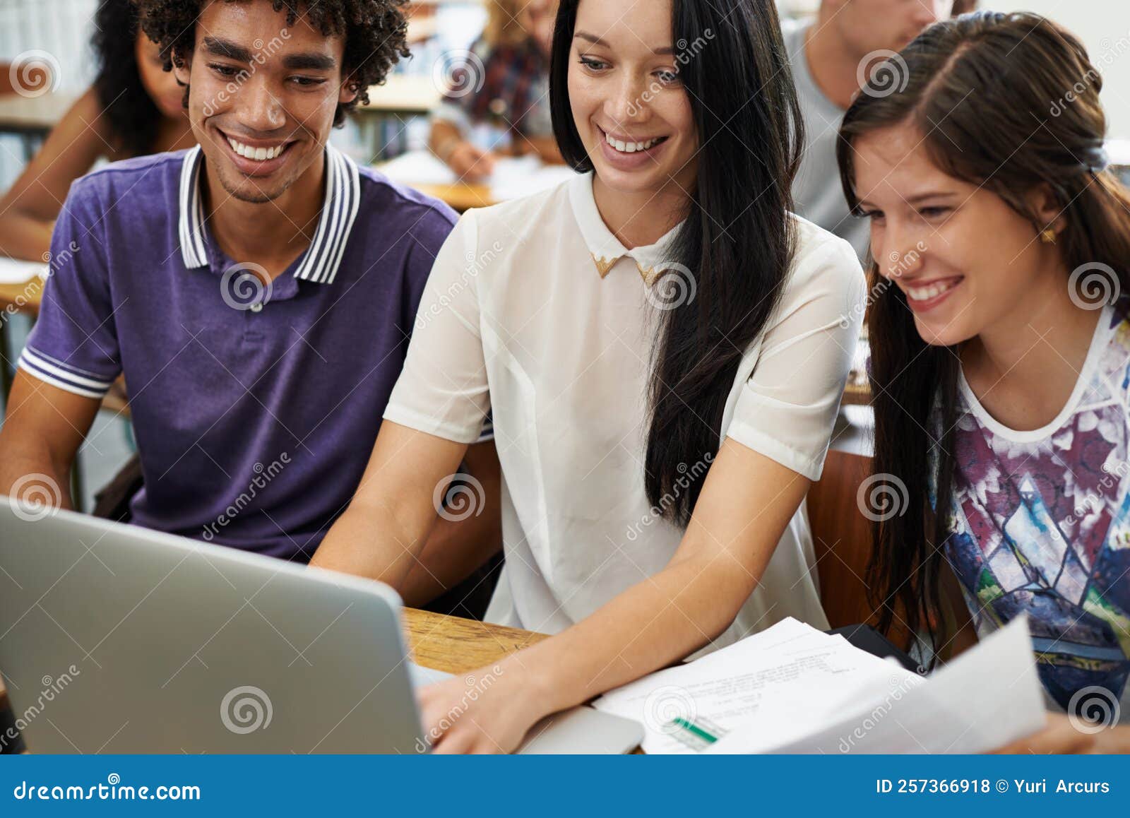 Study Partners. a Young Male and Female Student Studying in a Classroom. Stock Photo - Image of ...