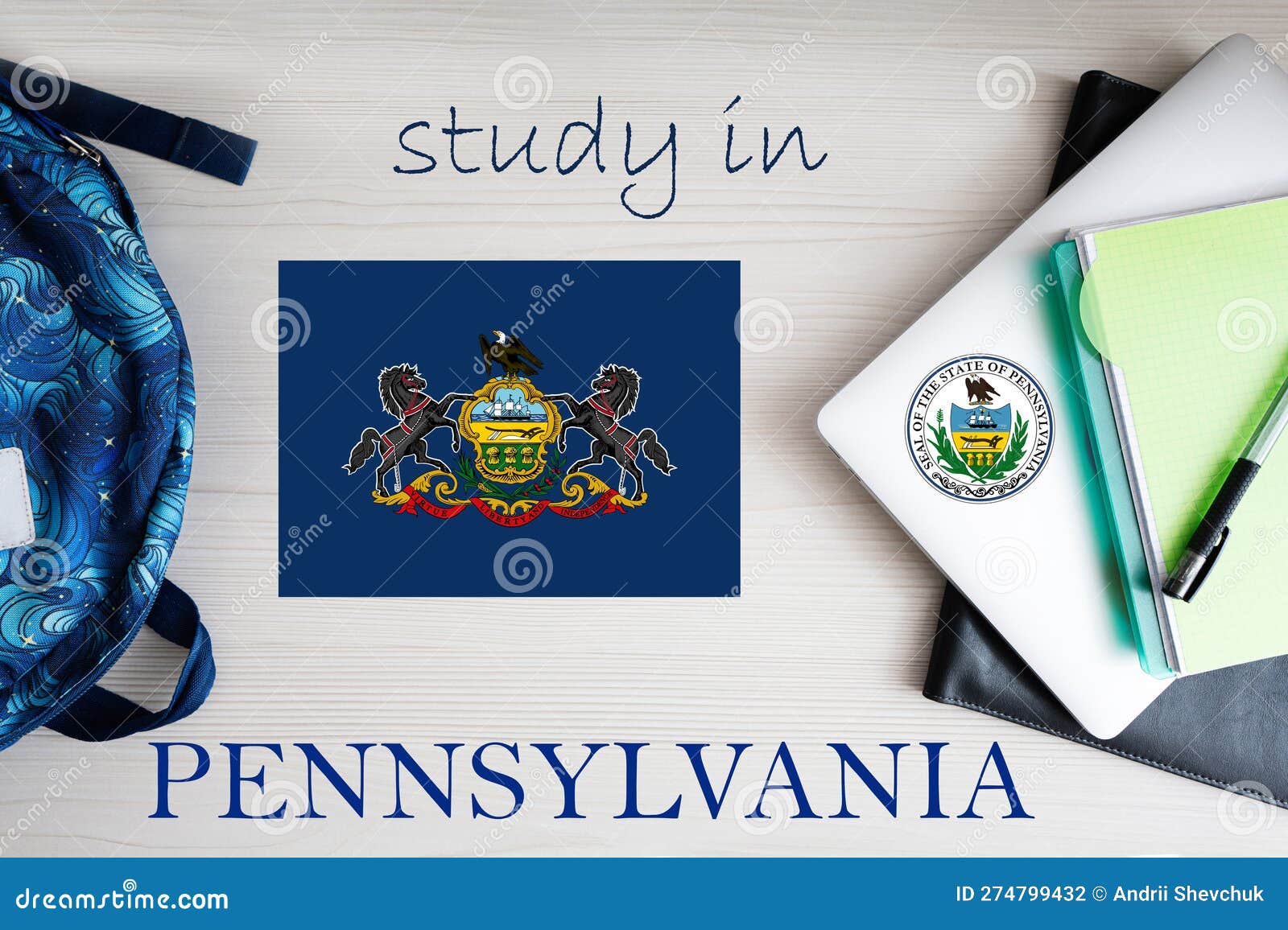 Study in Pennsylvania. USA State. US Education Concept Stock ...