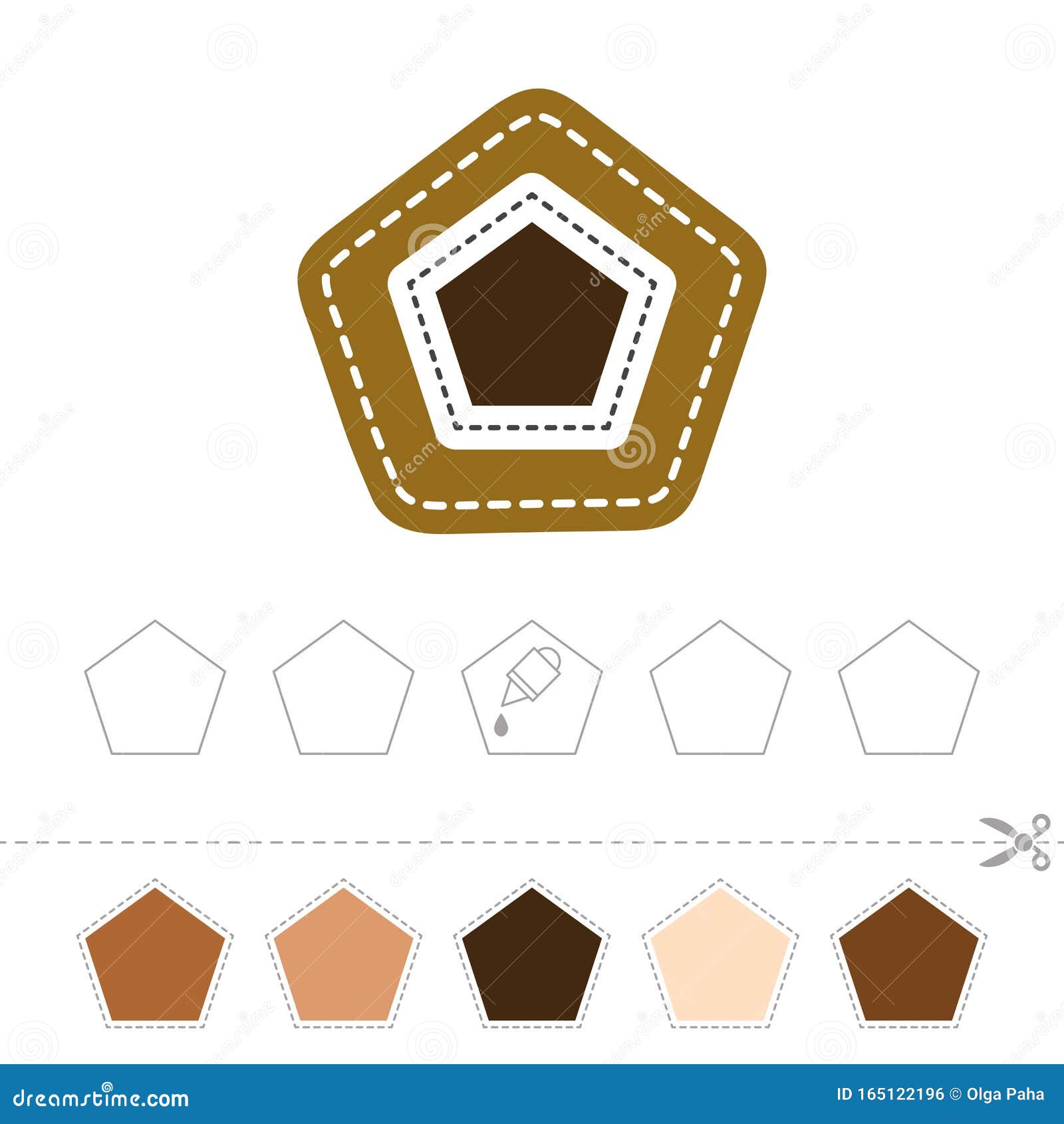 Study the Pentagon Cut and Glue Figures Stock Vector - Illustration of ...