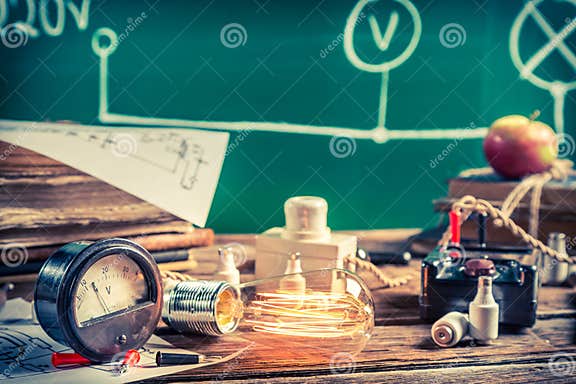 Study of Power Consumption by Light Bulb in the Classroom Stock Image ...