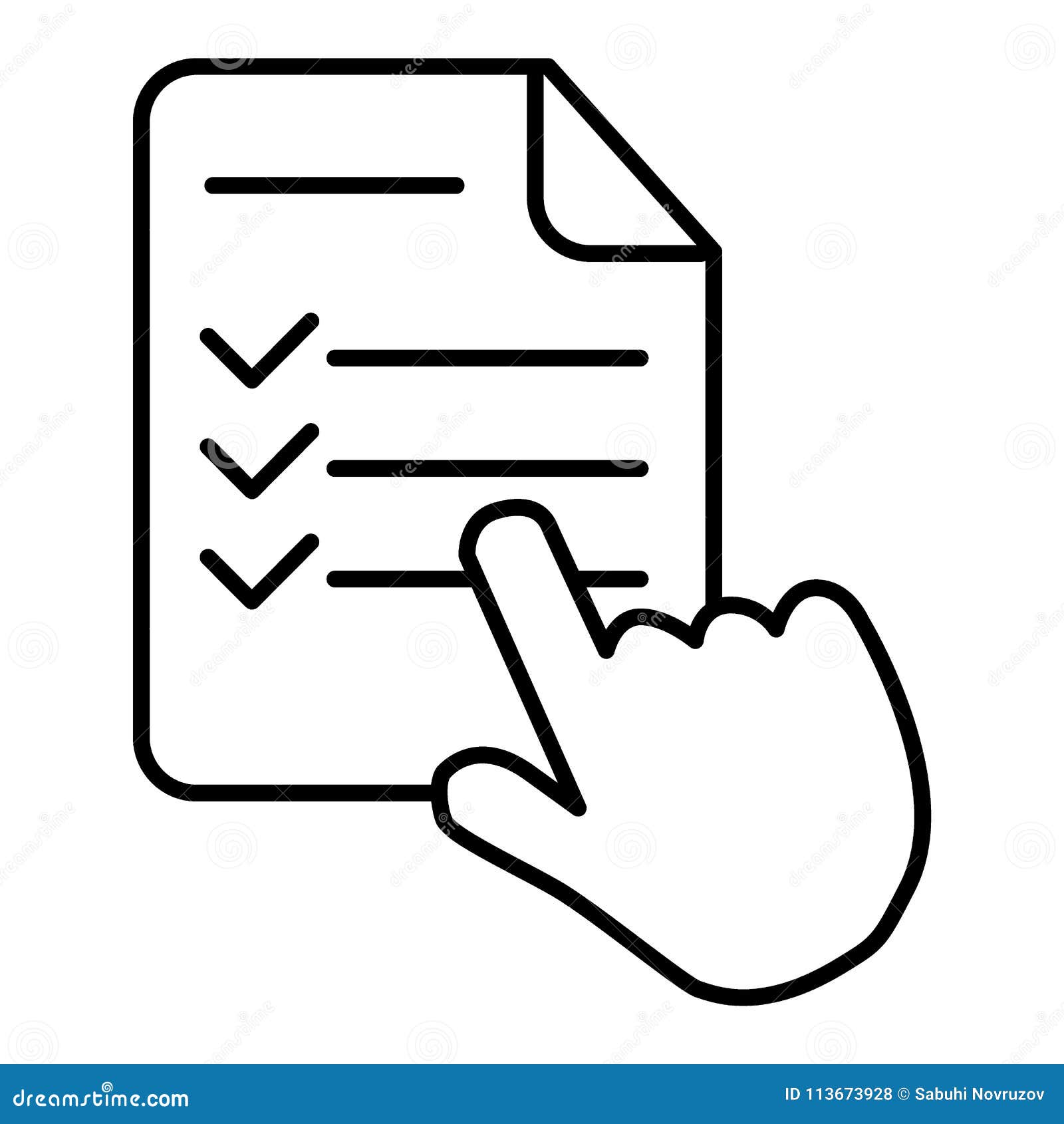 Study Program Thin Line Icon, E Learning and Education, Finger on List ...