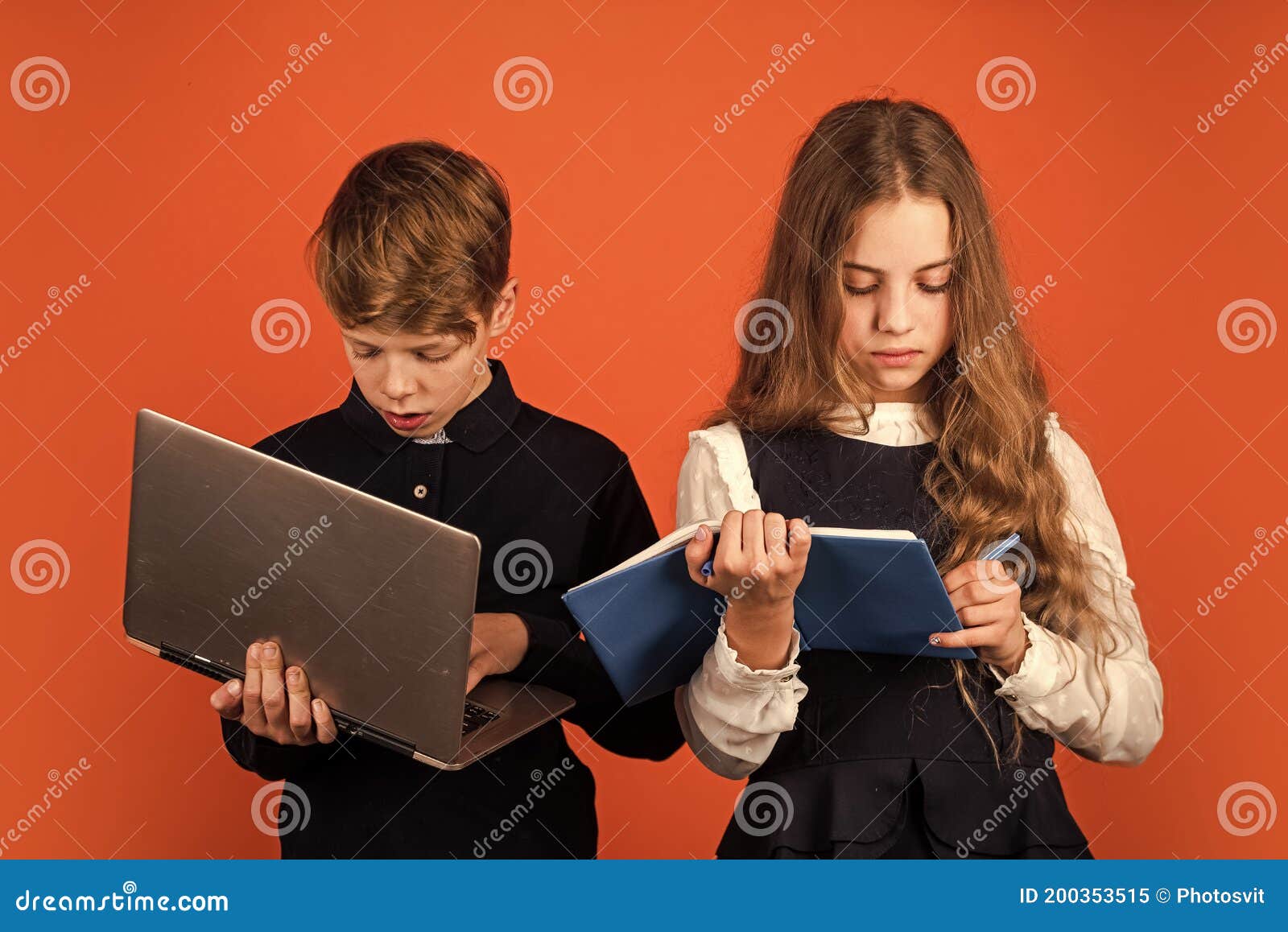 Study Programming. Student with Laptop Computer. Child Using Pc. Life ...