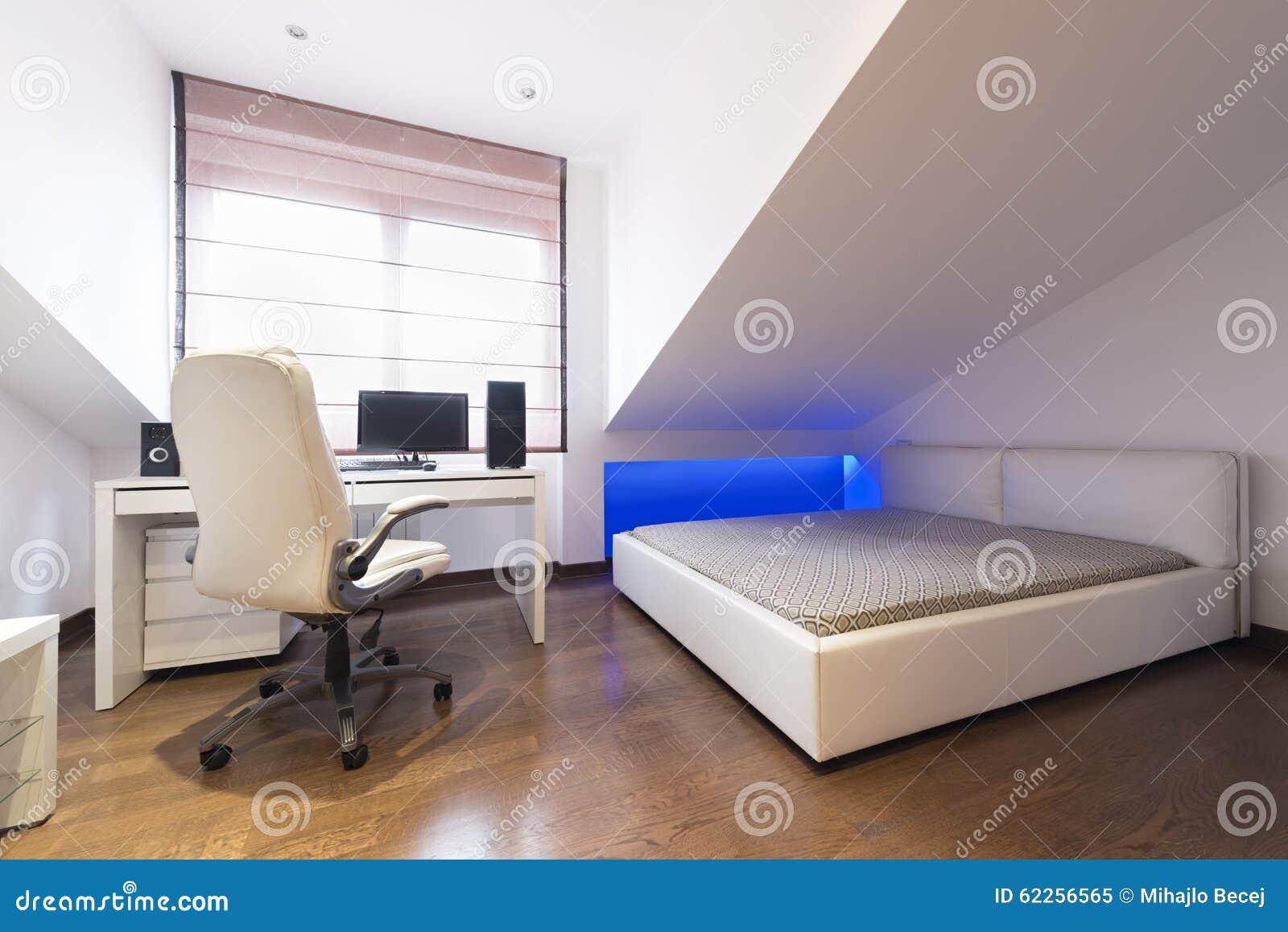Study room in the attic stock image. Image of modern - 62256565