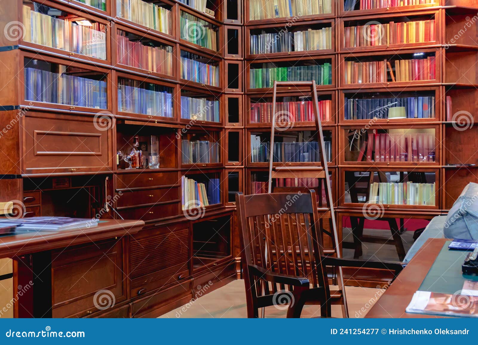 Study Room with Bookcases in Brown Style Editorial Photography - Image ...
